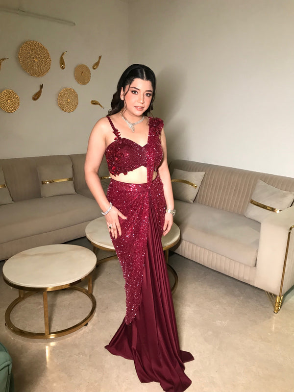 Diara Hand Embroidered Drape Saree – LaGlits