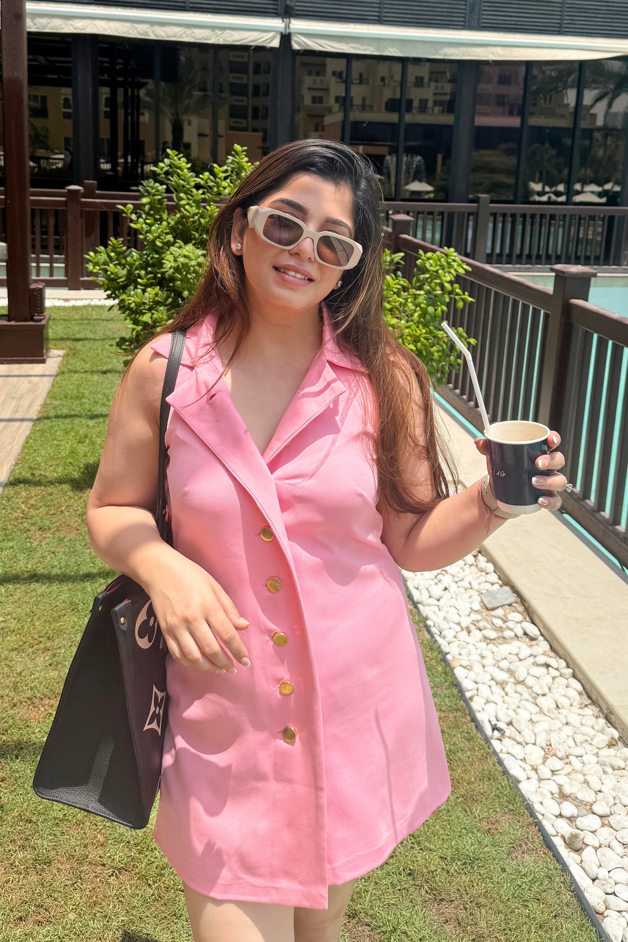 Alfie Pink Front Buttoned Short Dress – LaGlits